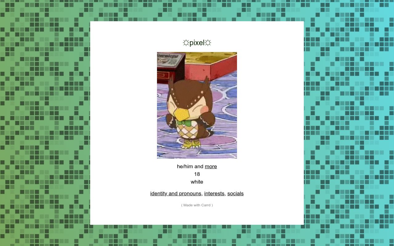 pixel's carrd